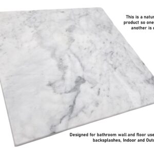 Bianco Carrara (White Carrera) Polished Marble 12 x 12 Floor and Wall Tile