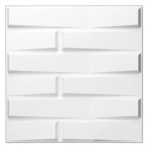 art3d decorative 3d pvc wall panel for interior décor, 12-pack 19.7 x 19.7 in. white