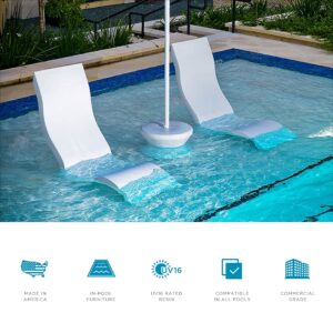 Ledge Lounger in-pool Side Table with Umbrella Hole (Light Blue)