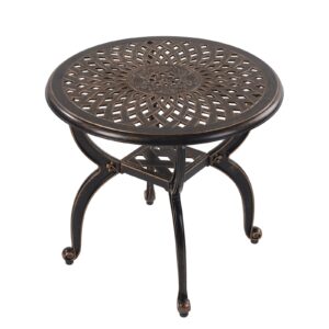 C/G Outdoor Side Tables,Cast Aluminum Patio End Tables,Anti-Rust Coffee Table for Garden Patio Lawn (Round-end Tables, Copper)