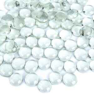 futureplus 5 lb clear flat glass marbles, 500pcs clear flat gems transparent aquarium pebbles vase filler beads table scatters