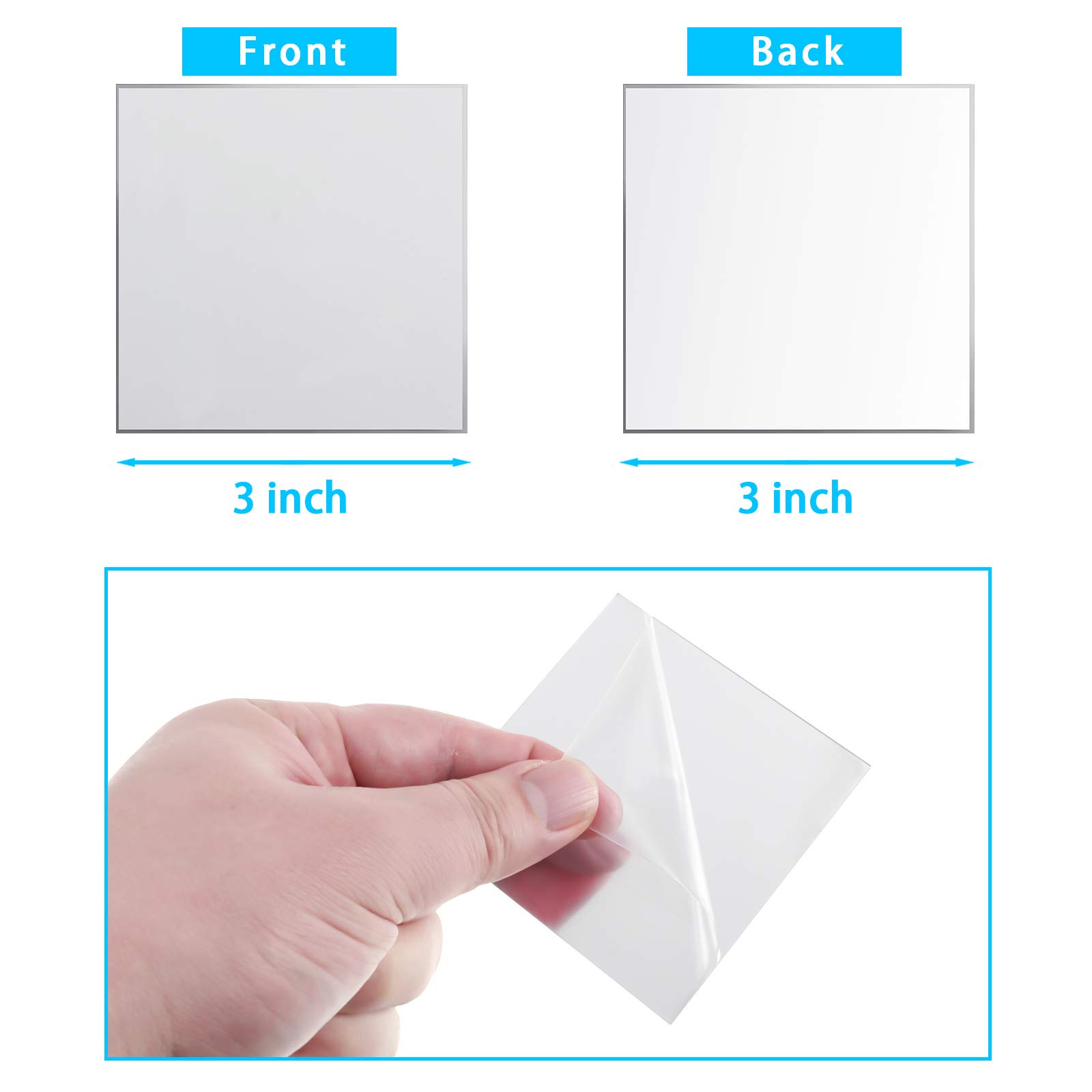 Jetec 25 Pieces Mini Size Acrylic Square Mirror Adhesive Small Square Mirror Craft Mirror Tiles for Crafts and DIY Projects Supplies(3 Inches)