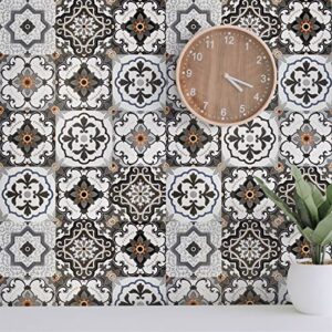 orainege bohemian peel and stick wallpaper backsplash 17.7inx78.7in kitchen wallpaper peel and stick vinyl self adhesive wallpaper gray boho tile pattern contact paper decorative removable wall paper