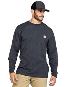 carhartt men's loose fit heavyweight long-sleeve pocket t-shirt, carbon heather, reg-m