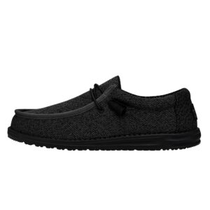 hey dude men's wally sox micro total black size 9 | men’s shoes | men's lace up loafers | comfortable & light-weight