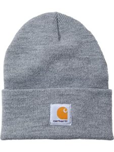 carhartt men's knit cuffed beanie, heather grey, one size