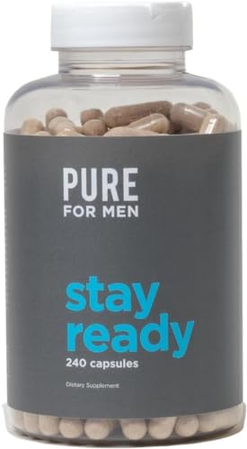 Pure for Men Original Cleanliness Stay Ready Fiber Supplement | Helps Promote Digestive Regularity | Psyllium Husk, Aloe Vera, Chia Seeds, Flaxseeds | Proprietary Formula | 240 Vegan Capsules