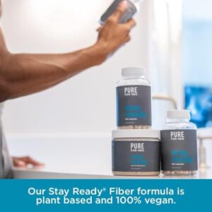 Pure for Men Original Cleanliness Stay Ready Fiber Supplement | Helps Promote Digestive Regularity | Psyllium Husk, Aloe Vera, Chia Seeds, Flaxseeds | Proprietary Formula | 240 Vegan Capsules