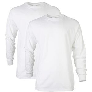 gildan men's ultra cotton long sleeve t-shirt, style g2400, multipack, white (2-pack), x-large