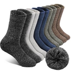 excellent thermal wool socks mens, winter thermal socks for men, soft crew hiking socks warm mens socks fit us 7-13(5 pairs)