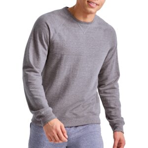 hanes men's crewneck sweatshirt, tri-blend french terry, black 50r pe heather, x-large