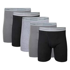 gildan men's underwear boxer briefs, multipack, black/charcoal/sport grey (5-pack), x-large