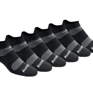 Saucony mens Multi-pack Mesh Ventilating Comfort Fit Performance No-show Socks, Black Basic (6 Pairs), Shoe Size 8-12 US