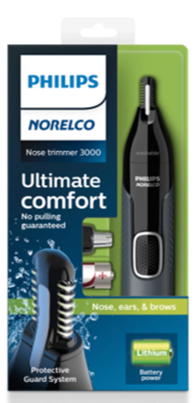 Philips Norelco Nose Trimmer 3000, for Nose, Ears and Eyebrows, Black, NT3600/42