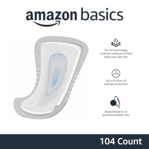 Amazon Basics Incontinence Guards for Men, Maximum Absorbency, 104 Count, 2 Packs of 52, White (Previously Solimo)