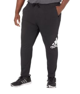 adidas men's essentials single jersey tapered badge of sport pants, black, large