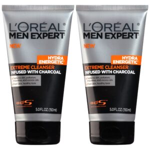 l'oreal paris men expert hydra energetic daily facial cleanser with charcoal, 2 ct.