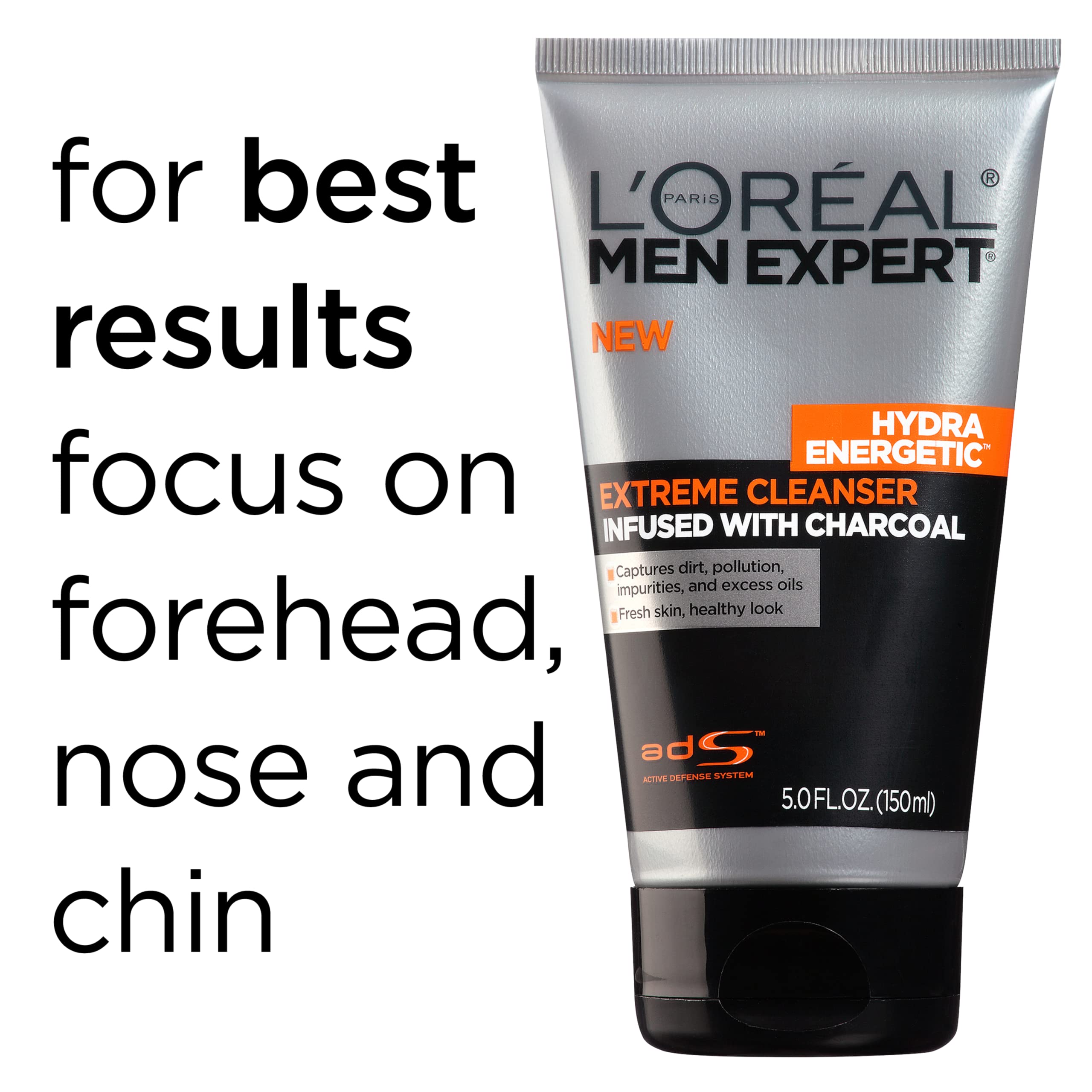 L'Oreal Paris Men Expert Hydra Energetic Daily Facial Cleanser with Charcoal, 2 ct.