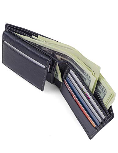 Timberland Men's Leather Passcase Security RFID Wallet, Navy Blue, One Size