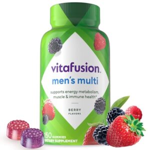 vitafusion adult gummy vitamins for men, berry flavored daily multivitamins for men with vitamins a, c, d, e, b6 and b12, america’s number 1 gummy vitamin brand, 75 day supply, 150 count