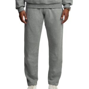 Fruit of the Loom Men's Eversoft Fleece Open Bottom Sweatpants with Pockets, Relaxed Fit, Moisture Wicking, Breathable, Grey Heather, X-Large