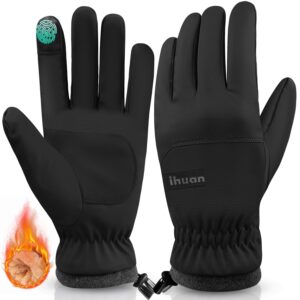 ihuan winter cold weather gloves waterproof windproof mens women - warm touchscreen anti-slip palm thermal gloves for driving, biking, running, hiking, working