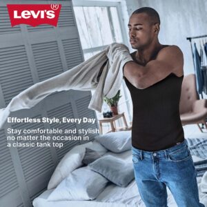 Levi's Tank Tops for Men, Ribbed Cotton Mens Undershirts 2 White/Grey/2 Black