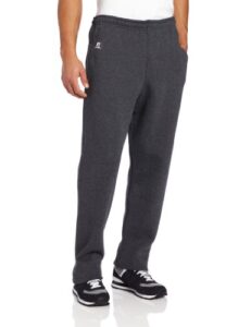 russell athletic men's dri-power open bottom sweatpants with pockets, black heather, large