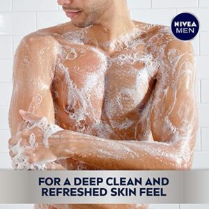 Nivea Men DEEP Active Clean Charcoal Body Wash, Cleansing Body Wash with Natural Charcoal, 3 Pack of 16.9 Fl Oz Bottles