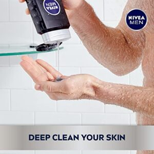 Nivea Men DEEP Active Clean Charcoal Body Wash, Cleansing Body Wash with Natural Charcoal, 3 Pack of 16.9 Fl Oz Bottles