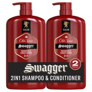 old spice swagger 2-in-1 shampoo and conditioner set for men, cedarwood lime scent, get up to 80% fuller-looking hair, barbershop quality, 29.2 fl oz each, 2 pack