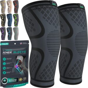 modvel compression knee brace for women & men - 2 pack knee brace for women running knee pain, knee support compression sleeve, workout sports knee braces for meniscus tear acl & arthritis pain relief