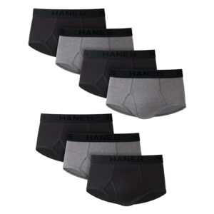 hanes mens tagless briefs, soft moisture wicking underwear, 7-pack briefs-underwear, gray/black - 7 pack, large us