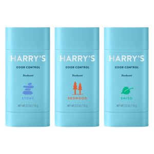 harry's men's deodorant - odor control deodorant - aluminum-free - variety pack - stone, shiso, redwood, 2.5 ounce (pack of 3)