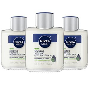 nivea men sensitive post shave balm with vitamin e, chamomile and witch hazel extracts, 3 pack of 3.3 fl oz bottles