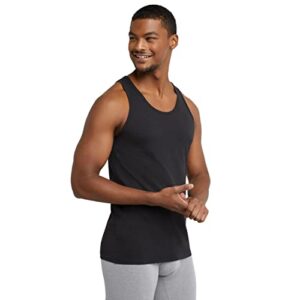 Hanes Men's Originals Stretch Cotton Pack, Moisture-Wicking Tank Tops, Tagless, 3-Pack, White/Tan/Black