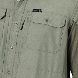 ATG by Wrangler Men's Long Sleeve Mixed Material Shirt, Dusty Olive, Medium