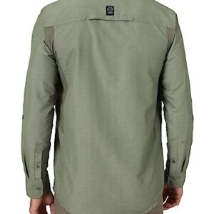 ATG by Wrangler Men's Long Sleeve Mixed Material Shirt, Dusty Olive, Medium