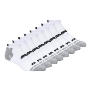 puma mens 8 pack low cut running socks, white/grey, 10 13 us