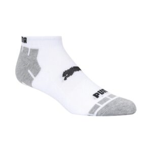 PUMA mens 8 Pack Low Cut Running Socks, White/Grey, 10 13 US