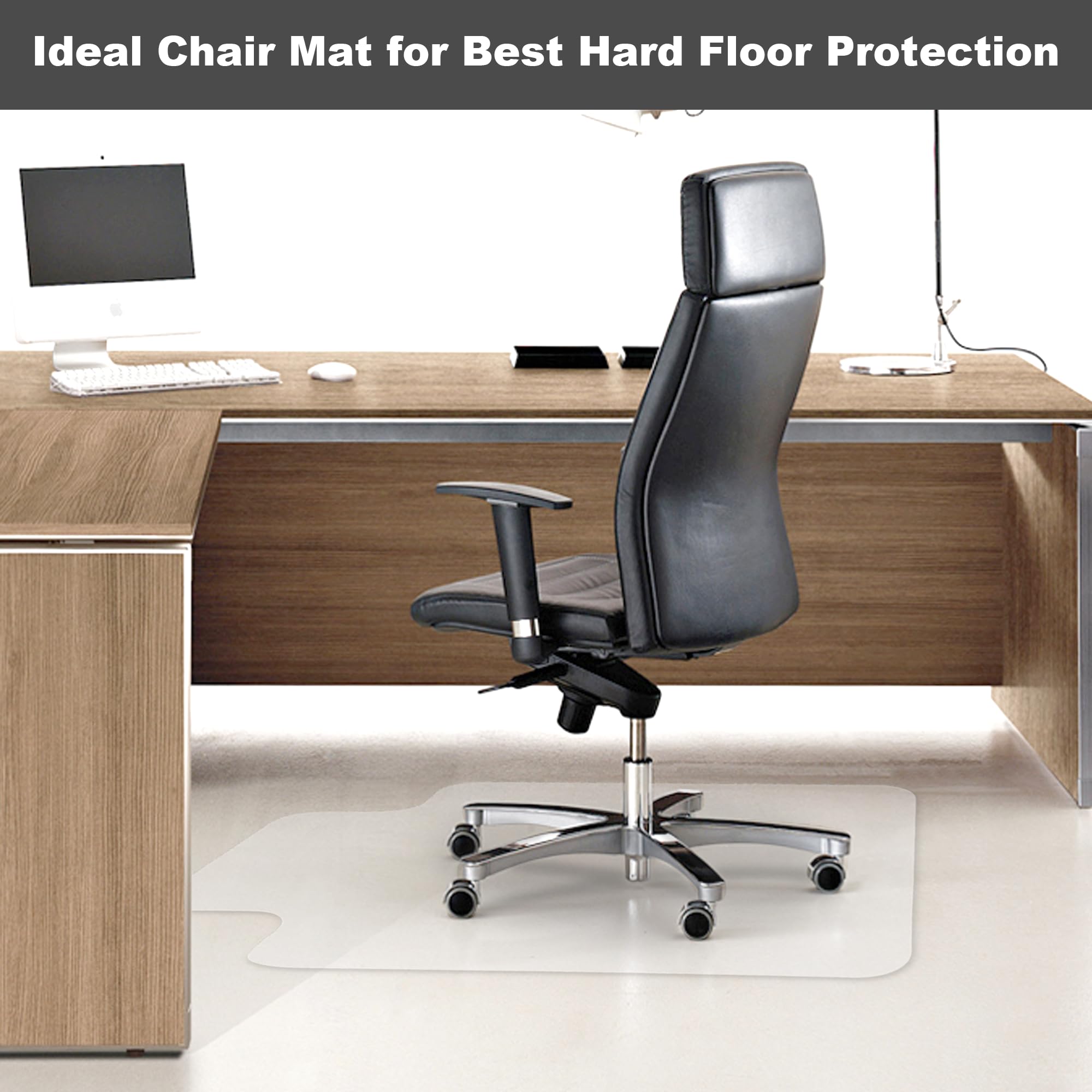 Chair Mat for Hardwood Floor - 47.5" x 35.5" Office Chair Mat with Lip. Hard Floor Protector for Rolling Chairs on Hard Wood and Tile Floors, Desk Chair Mat for Office Gaming Computer Desk Chair