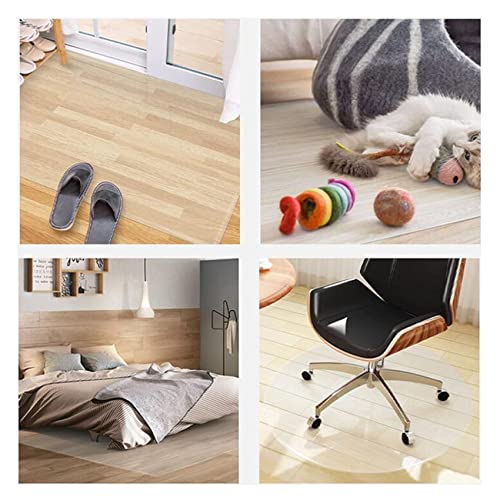 Clear PVC Desk Chair Mat Pvc Clear Transparent, Non-Slip Floor/Carpet Protector Mat Scratch Resistant Wear Resistant Indoor,100% Waterproof Vinyl Plastic Floor Mat,Can Be Cut,60/80/90/100/120/140cm wi