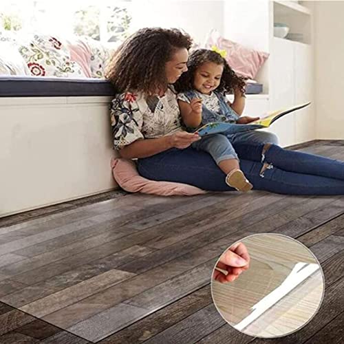 Clear PVC Desk Chair Mat 2mm Transparent Clear Area Rugs, Runner Rug, Transparent Plastic Runner Rugs for Hardwood Floors/Carpet Protector, Large Office Chair Mat for Floor Protection,40/50/60/70/80/9