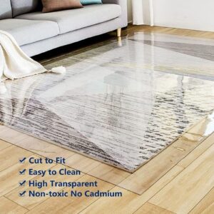 Clear PVC Desk Chair Mat Office Chair Mat for Hard Wood Floors Clear Rectangle PVC Floor Mat Protector with Lip,Vinyl Plastic Floor Mat,Can Be Cut,1mm Thick,75/95/115/135/155cm Wide,Non-Skid, Waterpro