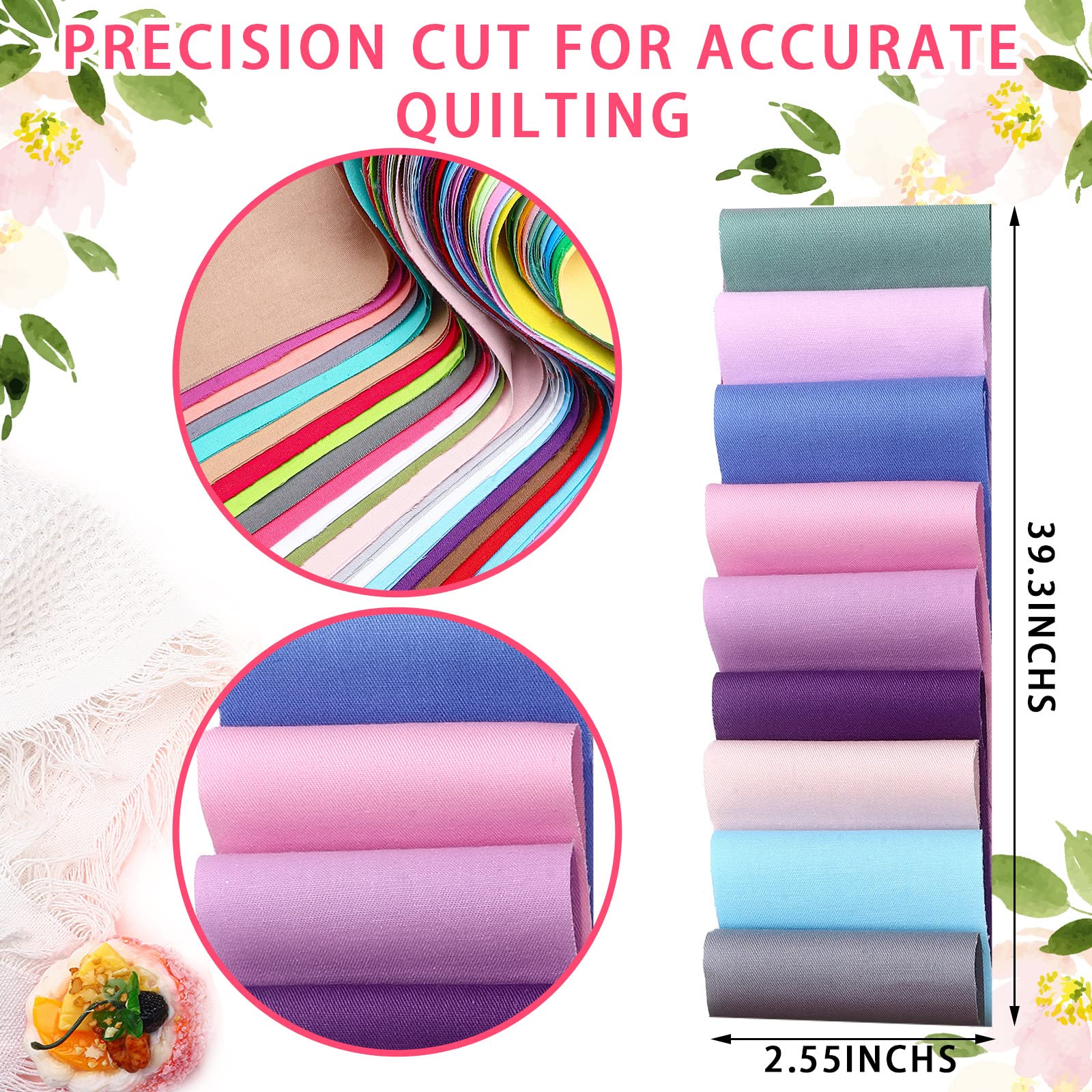 70 Pcs Solid Color Jelly Cotton Fabric Patchwork Roll, 2.55 Inch Cotton Fabric Quilting Strips Roll Up Jelly Fabric Patchwork Cotton Fabric for Quilters and Sewing DIY Crafts