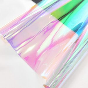 12x53 inch iridescent holographic clear pvc fabric transparent laser rainbow vinyl for diy patchwork bags bows jewlery making