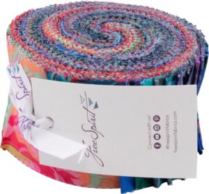 kaffe fassett collective february 2023 darker design roll 40 2.5-inch strips jelly roll free spirit