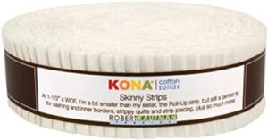 robert kaufman skinny strips kona solids snow colorway 40pcs 1 2in