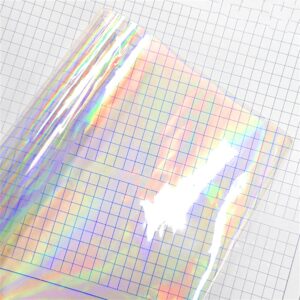 Iridescent Clear Film Laser Mirror Rainbow Transparent PVC Waterproof Vinyl Material for Bows Jewlery Bags Making DIY Crafts (Holographic-B)