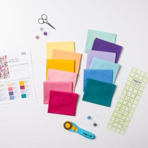 Connecting Threads Beginner Lap Throw Quilt Kit (40.5" x 56.5") - Half-Square Triangle Fun (Rainbow)